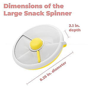 GoBe Kids Large Snack Spinner Bundle with Hand Strap and Sticker Sheet - Reusable Snack Container with 4 Compartment Dispenser & Sliding Door | BPA and PVC Free | Dishwasher Safe | No Spill, Leakproof