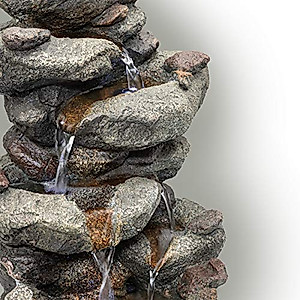 Alpine Corporation TZL154 Alpine Fountain with LED Light Rainforest Rock Frountain, 9" L x 8" W x 14" H, Mixed Colors