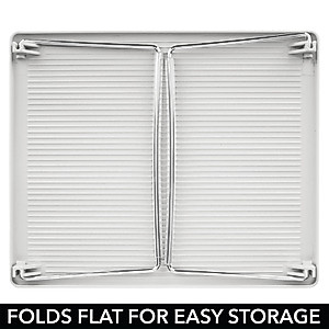 mDesign Metal Stacking Storage Organization for Shelves Inside Cabinets in Kitchen, Pantry, Cupboard, or Fridge/Freezer - Organizer Stand for Food, Plates, Bowls, Mugs, Ligne Collection - Stone Gray