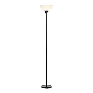Amazon Brand – Ravenna Home Traditional Metal Torchiere Floor Lamp, LED Bulb Included, 71"H, Black