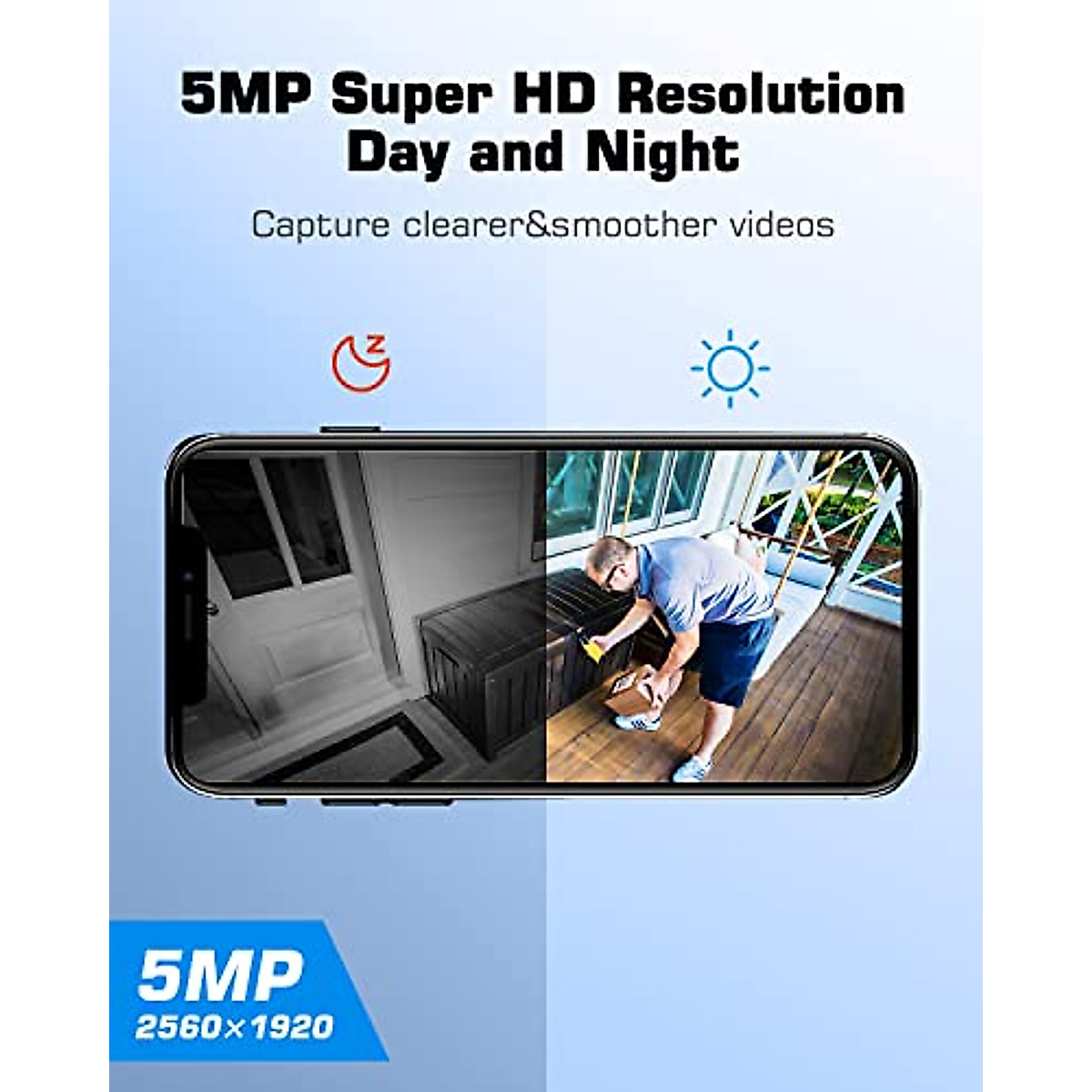 ANRAN Security Camera Wireless Outdoor with 360° View, Solar Outdoor Camera with Smart Siren (Q01-5MP)