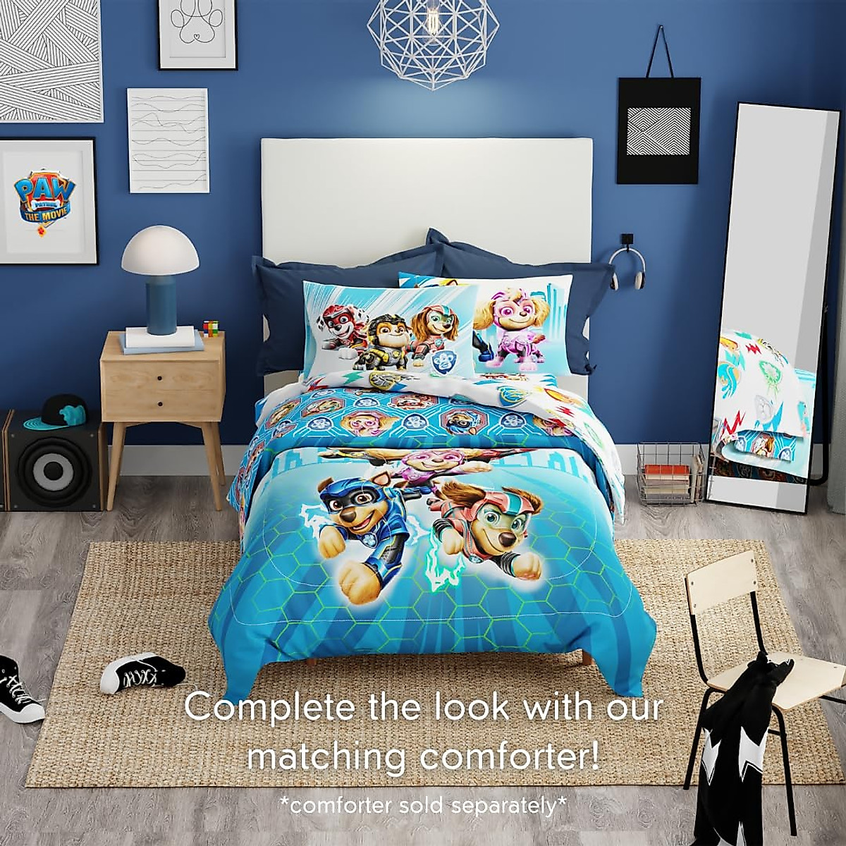 Franco Paw Patrol 2 The Movie Bedding Super Soft Microfiber 4 Piece Full Size Sheet Set, (Official Licensed Product)