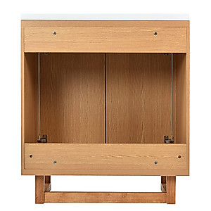 Merax 30" Bathroom Vanity Set, Combo Stand Storage Cabinet and Square Resin Sink Top, Natural