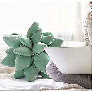 17.7in 3D Succulent Pillow, Green Plush Cactus Succulent Pillow, Green Succulent Throw Pillow for Bedroom or Living Room Home Decoration, Novelty Cactus Pillow