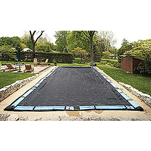 Blue Wave BWC652 12-ft x 24-ft Rectangular Rugged Mesh In Ground Pool Winter Cover,Black