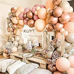 KUYT Balloon Arch Garland Kit,Blush Rose Gold Balloon Garland Double-Stuffed balloon arch stand for Retro Boho Wedding Baby Shower Bridal Engagement Anniversary Graduation Birthday Decorations
