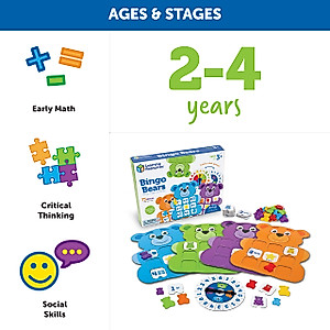 Learning Resources Bingo Bears, Educational Indoor Games, Toddler Brain Toys, Toddler Preschool Learning, 73 Pieces, Age 3+