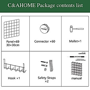 C&AHOME Wire Cube Storage, 20-Cube Organizer Metal, Wire C Grids Storage, Storage Bins Shelving, Modular Bookshelf Shelf, Closet Cabinet Ideal for Home, 48.4”L x 12.4”W x 60.6”H Black UWCSM20B