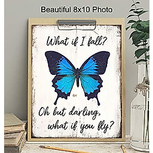 Butterfly Inspirational Quote Wall Art - Rustic Home Decor, Room Decorations for Bedroom, Living Room - Boho Encouragement Gift for Women, Girls, Teens, Best Friend, BFF – Sign Plaque Poster -Unframed
