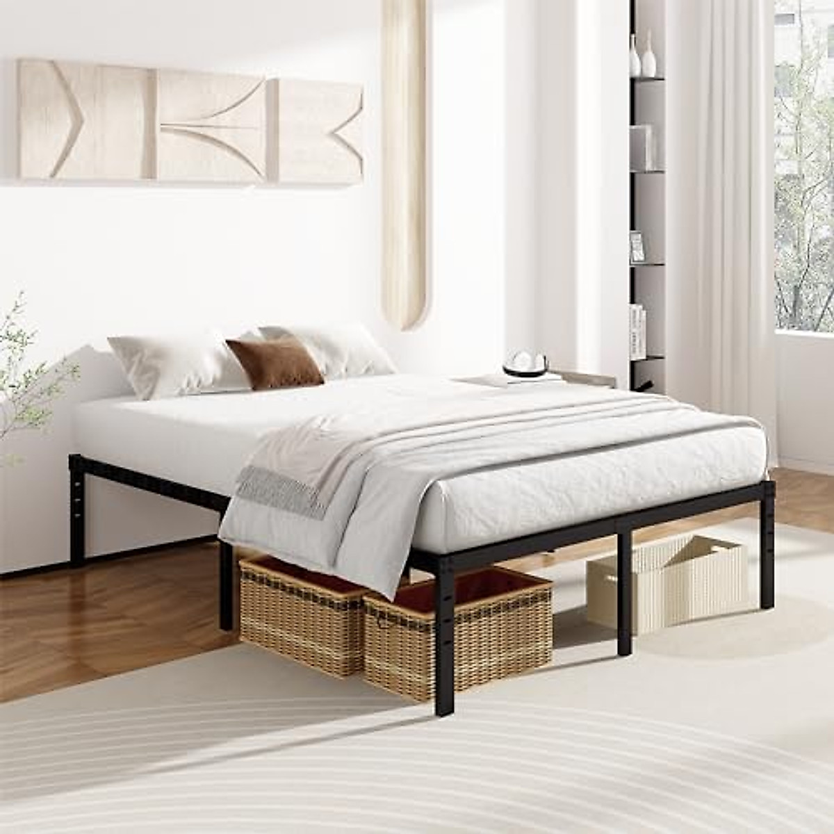 Tooyyer Metal California King Bed Frame 14" High 3000 lbs Heavy Duty Metal Bed Platform Solid Sturdy Steel Slat No Box Spring Needed Non-Slip Support and Noise Free Black-Cal King