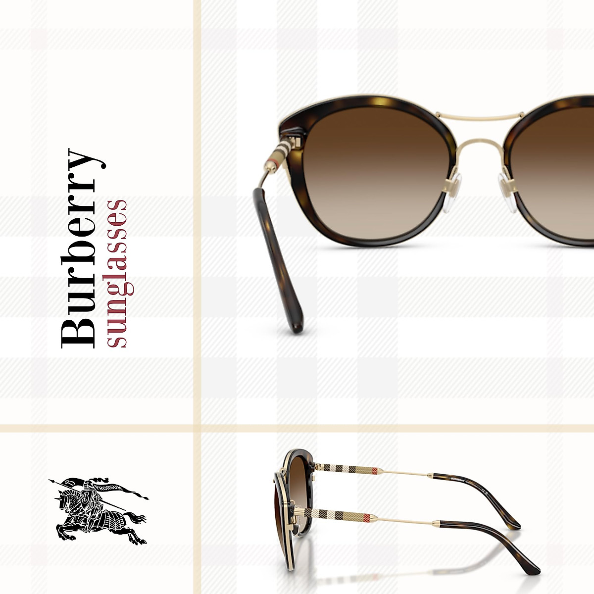 BURBERRY BE4251Q 300213 53M Dark Havana/Brown Gradient Round Sunglasses For Women+ BUNDLE With Designer iWear Eyewear Kit