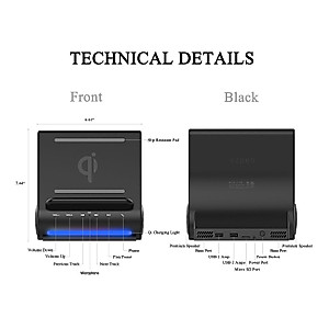 DockAll D108 Wireless Charging Dock Bluetooth Speakers by Azpen. Qi-Certified Wireless Charger for iPhone 15/14/13/12/11/X/8 and Samsung Galaxy S23/S22/S21/S20/S21/S10/S9 - Black