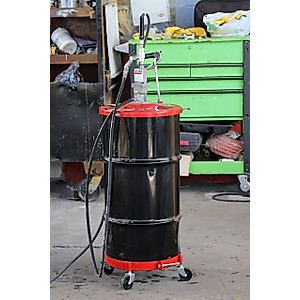Lincoln 4417 Portable Air Operated High-Pressure Industrial 40:1 Pneumatic Single Acting Grease Pump, Drum Cover, Dolly, Follower, Control Valve and 7 Foot Hose