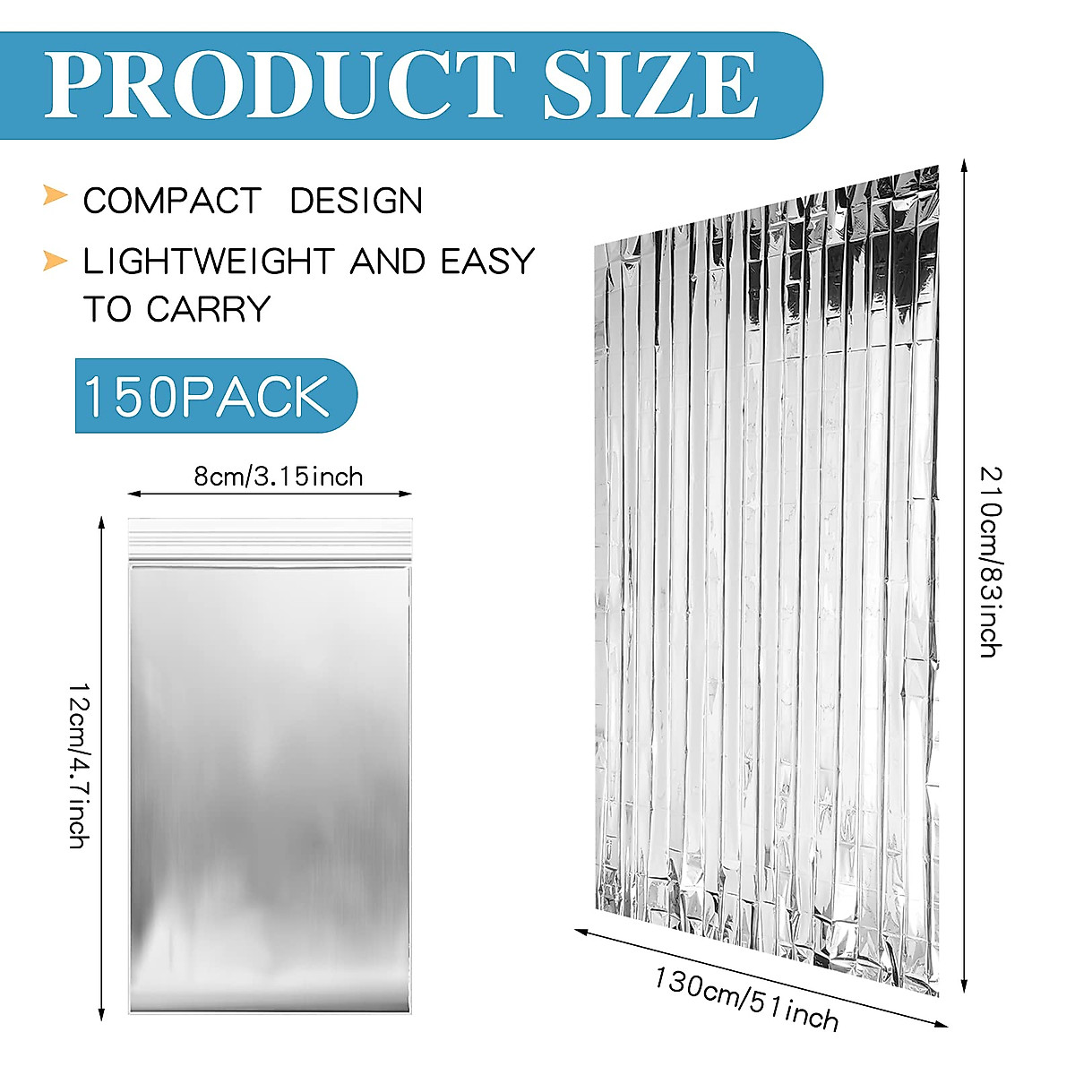Emergency Blanket Bulk Foil Survival Thermal Blankets Pack Silver Foil Reflective Blankets for Cold Outdoors Camping Hiking First Aid Shelter Space Emergency Supplies Blanket Set (150 Pieces)