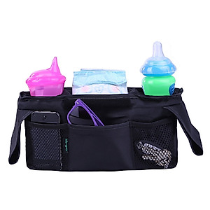 lebogner Luxury Stroller Organizer, Stroller Accessories, Universal Black Baby Diaper Stroller Bag, Stroller Cup Holder, Fits Most Strollers.