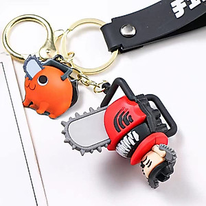 Wellcalmly Anime Chain-saw Men Pochita Keychains Chainsaw Pochita Cosplay Metal Keychains Accessory Gifts For Women Men (black)