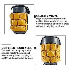 Multi- pockets Vinyl Caddy Bag- Yellow Trash Bin Tool Caddy Bag, garbage bin caddy bag Trash Caddy Bag for Maid Cleaning Trash cleaning tool caddy Can brute caddy bag
