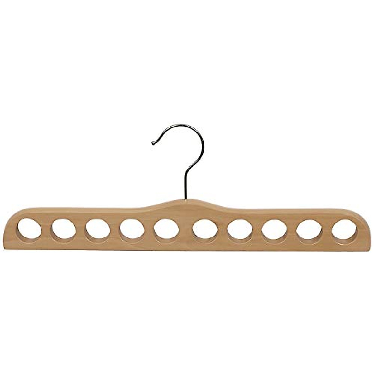 Natural Finish Wood Scarf Hanger with 10 Holes and Chrome Hardware in 17 1/2" Length X 3/4" Thick, 1 Hanger