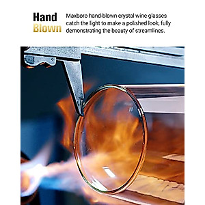 Maxboro Wine Glasses Set of 2, 15.2 Oz Hand Blown Lead-Free Premium Crystal Red Wine Glass, Long Stem Wine Glasses for Daily Use Mother's Day Gift Wedding Anniversary or Birthday Gift