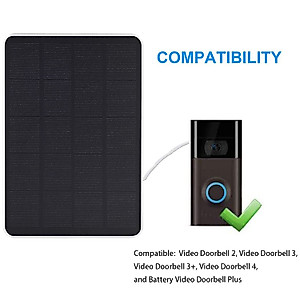 Compatible with Ring Solar Battery Charging Plate，Video Doorbell 3, Video Doorbell 3 Plus, Video Doorbell 4,Ring Solar Charger