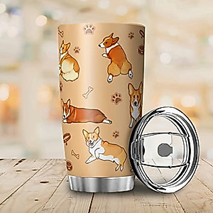 WmhrYpzhL Corgi Dog Travel Mug Cute Dog Coffee Mug Stainless Steel Insulated Tumbler For Ice Drinks＆Hot Beverage Gifts Corgi