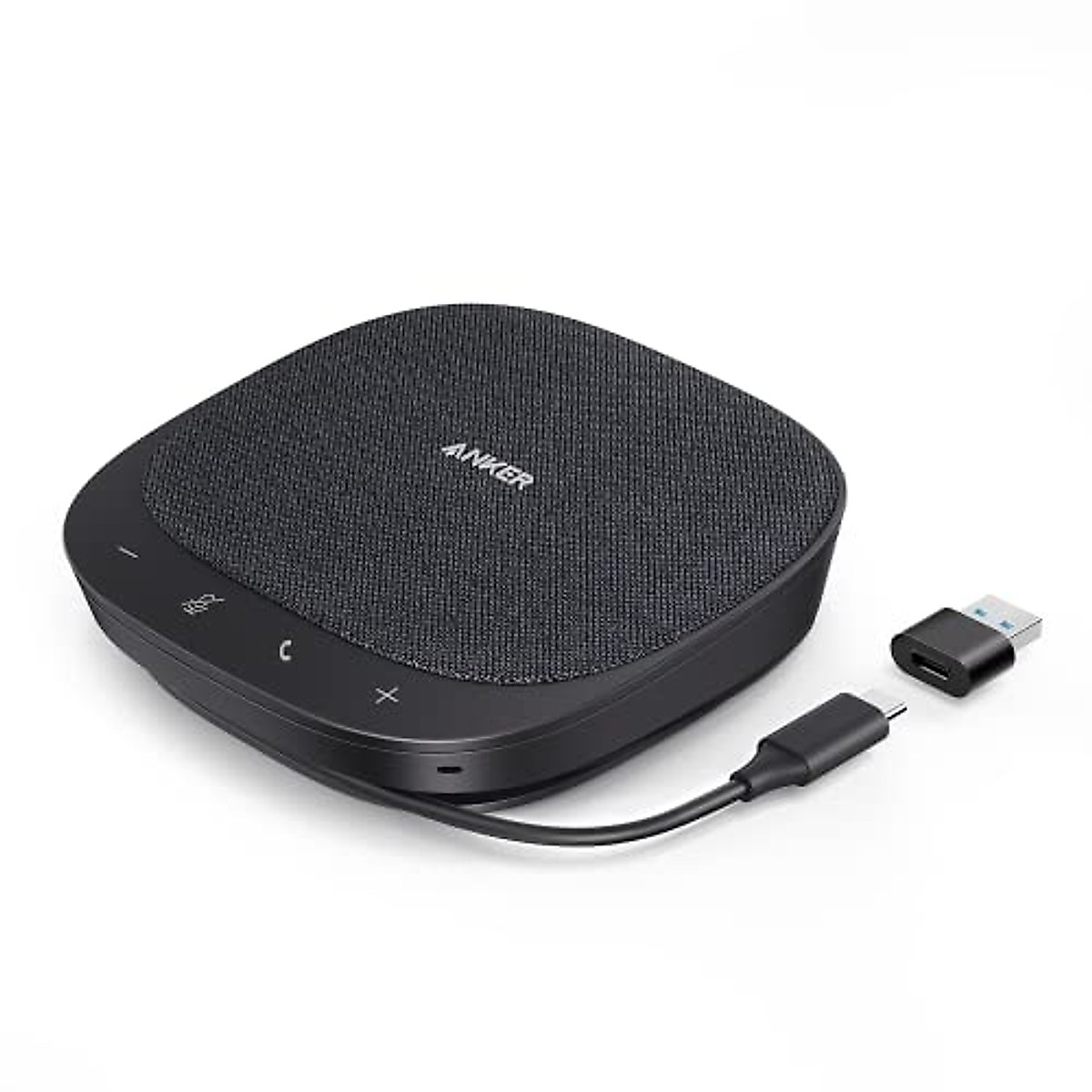Anker PowerConf S330 USB Speakerphone, Conference Microphone for Home Office, Smart Voice Enhancement, Plug and Play, 360° Voice Coverage via 4 Microphones, and Powerful Sound