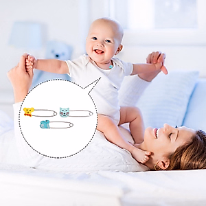 10pcs Safety Pins Diaper Pins Cute Animal Head Cloth Pins with Locking Closures U- Shaped Nappy Pins Buckle for Napkins Garment Repair Pins Random Color
