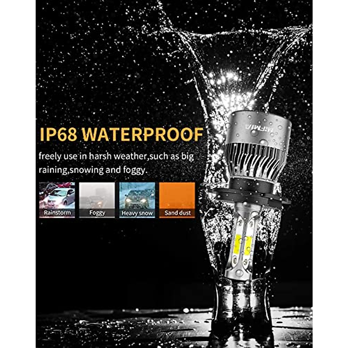 MIFMIA H4 LED Headlight Bulb Motorcycle, 500% Brighter 9003 LED Headlight Bulb Hi/Lo Beam 6000K White, Plug and Play Replacement, Pack of 1