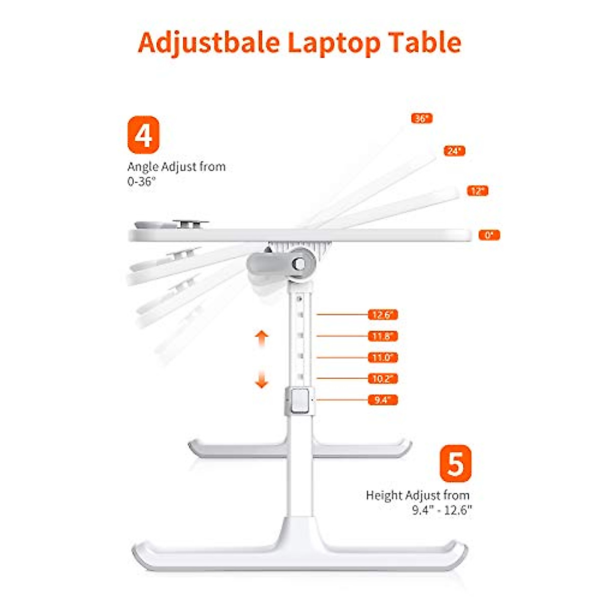 Laptop Desk for Bed, SAIJI Lap Desks Bed Trays for Eating Writing, Adjustable Computer Laptop Stand, Foldable Lap Table in Sofa and Couch（23.6 x 13Teak