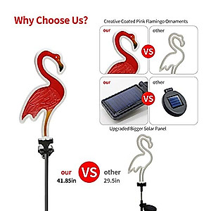 Solar Flamingo Pink Neon Light - 2Pack 42 inch Metal Garden Stake Lights, Flamingo Gifts for Women Path Lighting for Yard Lawn Patio Walkway Decor