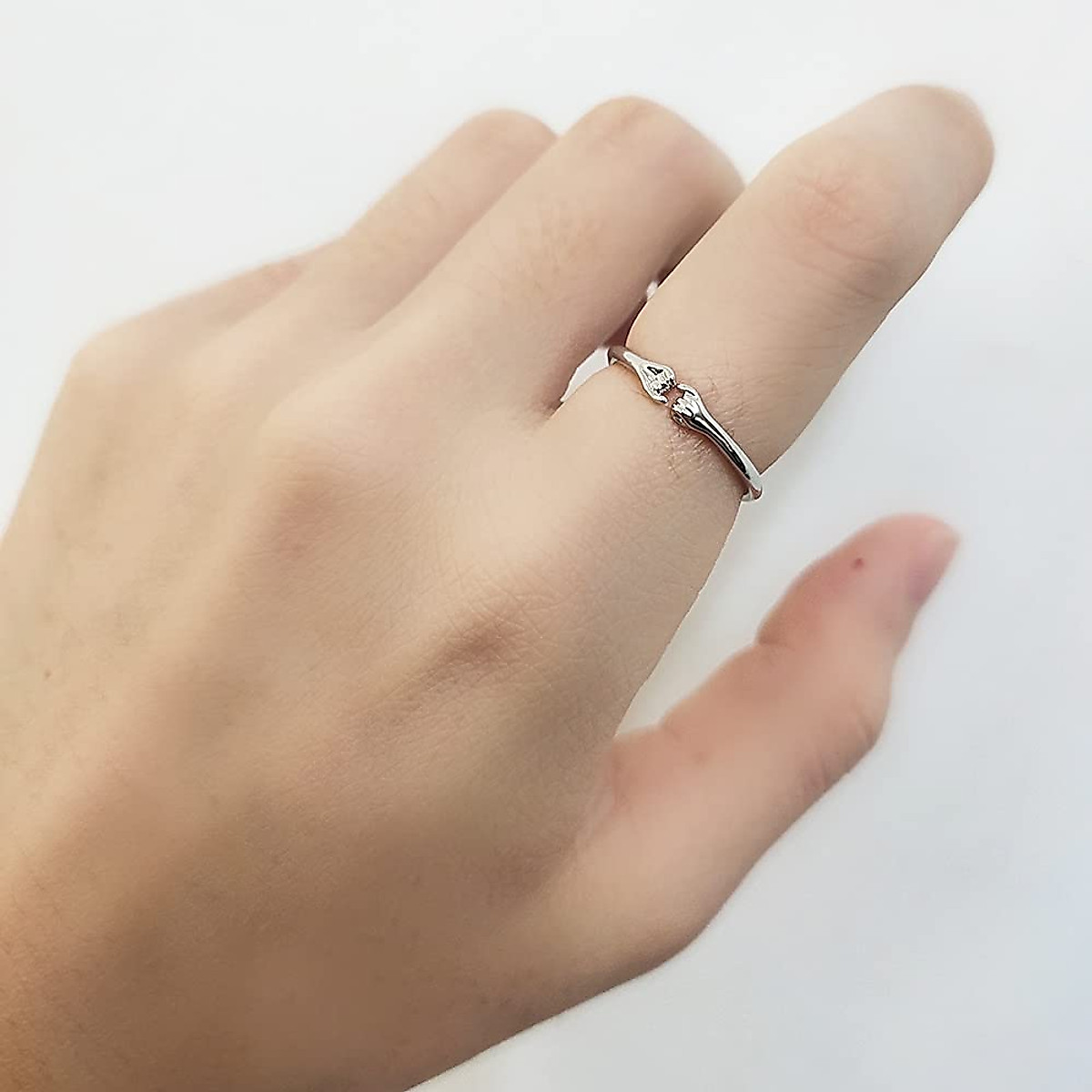 OIDIMS Cute Pinky Swear Thin Tail Rings for Women Hand Gestures Finger Ring Expandable Stacking Dainty Fashion Daughter Adjustable Open Size Promise Minimalist Birthday Best Friends Bff Gifts