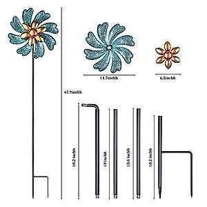 MUMTOP Wind Spinner 45" Wind Sculptures for Patio Lawn and Garden Let You Feel Different Visual Effects and Relax Your Mood Gift(Cyan)