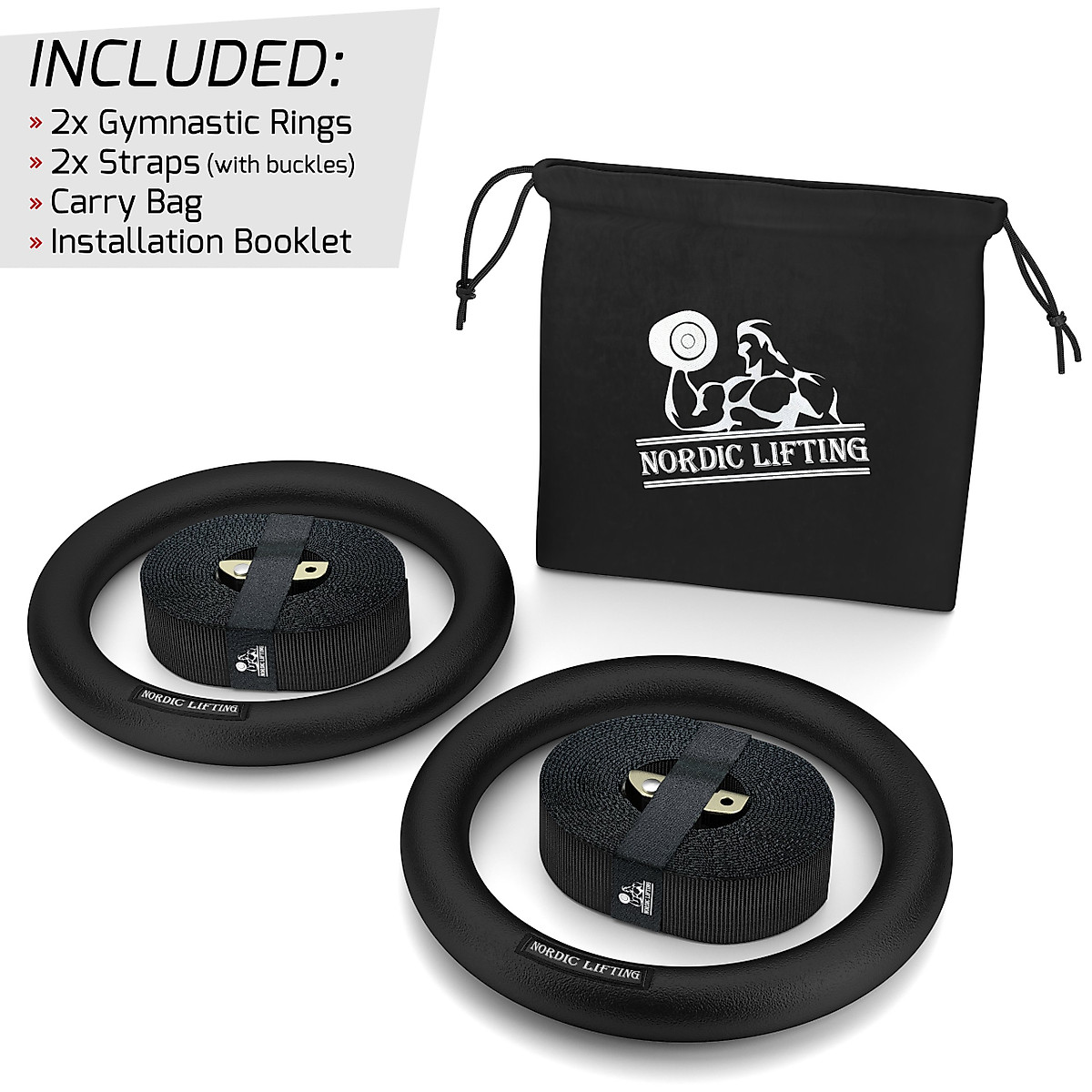 Gymnastic Rings and Straps - Heavy Duty for Gymnastics, Crossfit, & Fitness Training - Best Olympic Home Gym Set