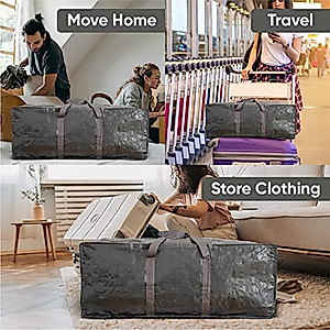 Klickpick Home Heavy Duty Reusable Extra Large Storage Bags , Laundry Bag Shopping Moving Totes Bags Underbed Storage Bins Zipper -Backpack Handles,Compatible with IKEA FRAKTA CART (Pack of 10)