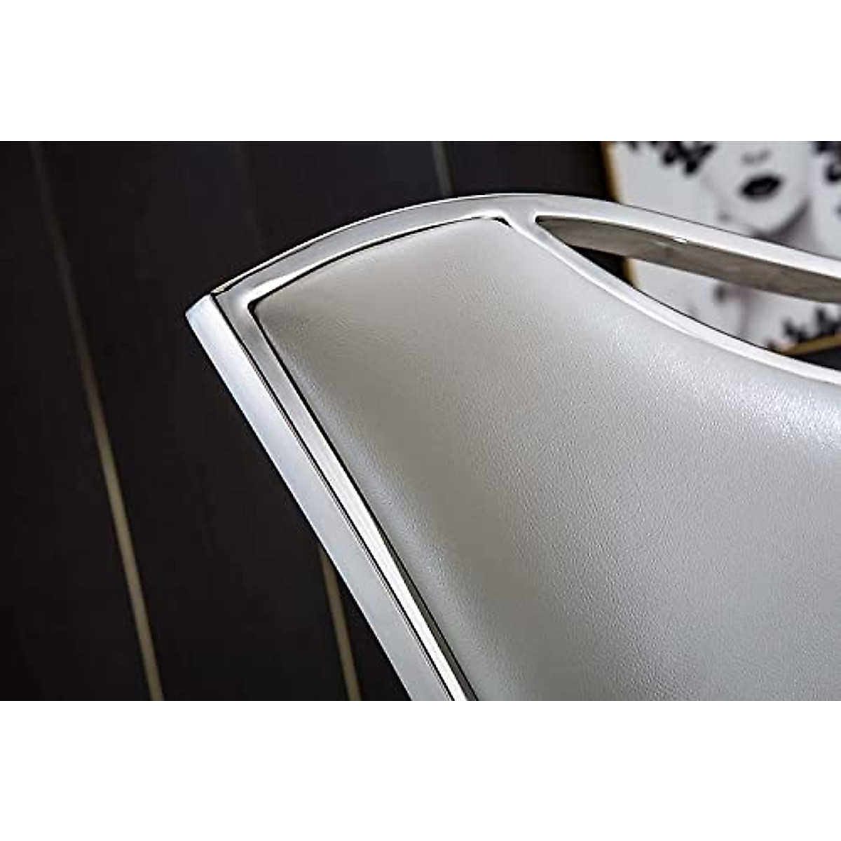 HomVent White Dining Chairs Set of 2 Leatherette Dining Room Chairs with High Back White Silver Dinner Chair Modern Kitchen Chair for Dining Table Kitchen Chairs with Chrome Legs Dining Table Chairs