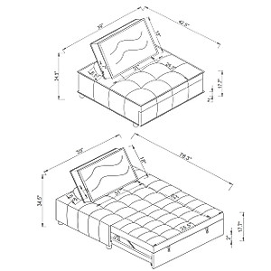Polibi Convertible Single Sofa Bed with Pillow, Pull-out Sleeper Sofabed Linen Fabric Upholstered Leisure Sofa for Bedroom, Living Room, Office, Beige