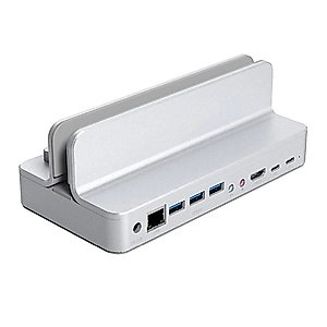 SHYPT USB C HUB with Adjustable Stand Holder Type C to USB3.0 RJ45 PD Dock HDMI-Compatible Adapter Splitter for PC Accessories