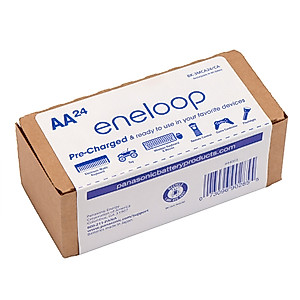 Eneloop Panasonic BK-3MCA24/CA AA 2100 Cycle Ni-MH Batteries 24 Pack & Panasonic K-KJ55MCA4BA Advanced Individual Battery 3 Hour Quick Charger with 4 AA Rechargeable Batteries, White