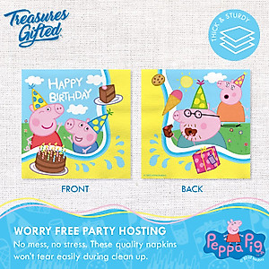 Treasures Gifted Officially Licensed Peppa Pig Birthday Party Supplies - Serves 24 Guests - Dinnerware Starter Set - Peppa Pig Party Supplies Including Peppa Pig Plates & Peppa Pig Napkins