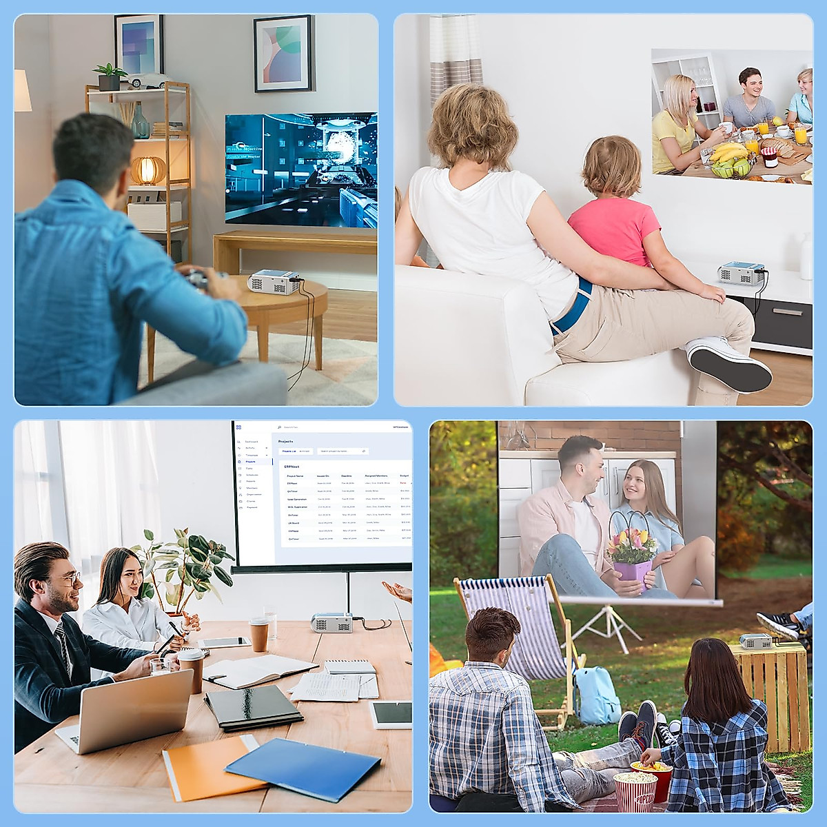 Mini Projector for iPhone, DZA Outdoor Movie Projector Supports 1080P with Synchronize Smartphone Screen, Portable Projector for Home Theater Compatible with iOS/Android/PC/TV Stick, and HDMI/USB