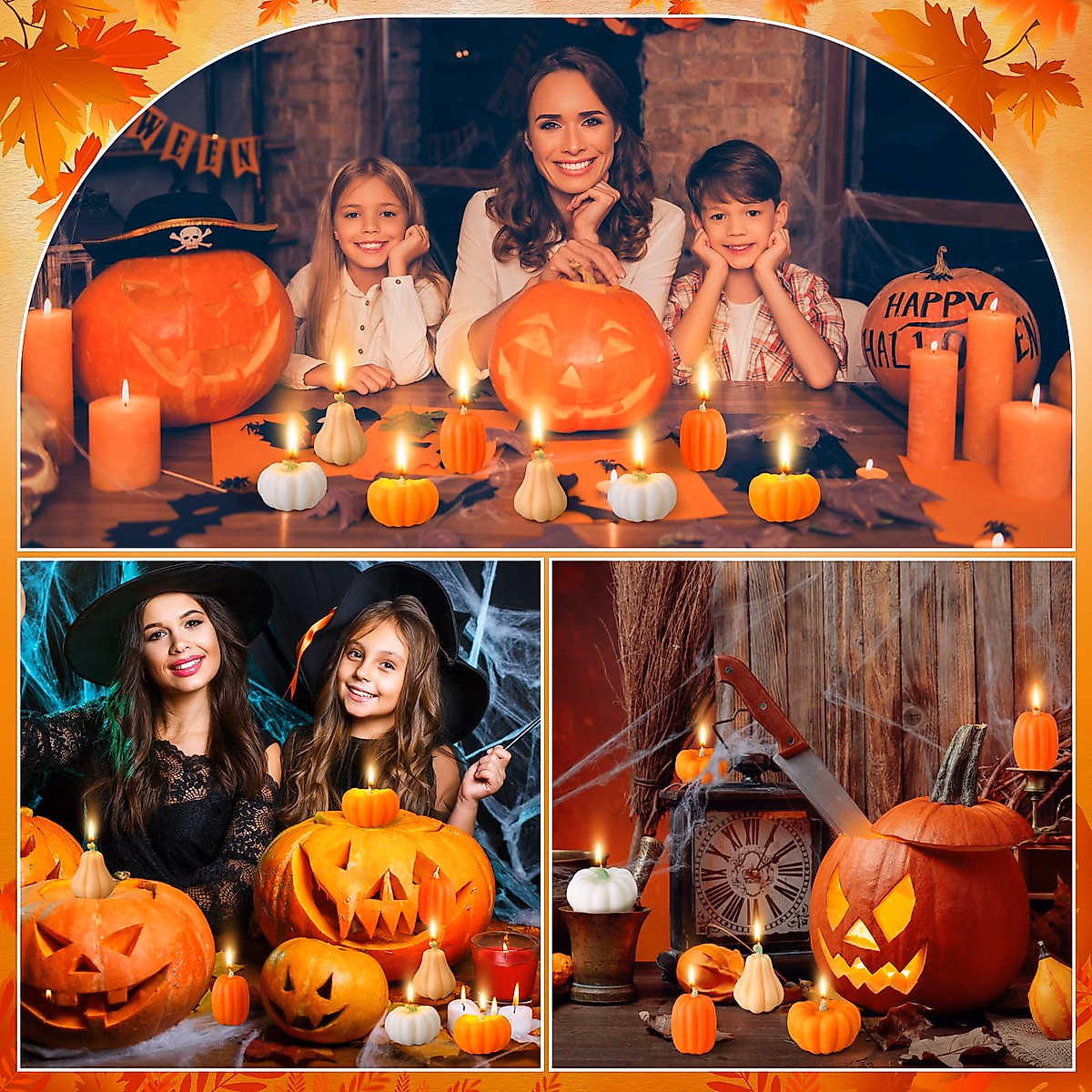 Conelist 8 Pcs Fall Pumpkin Shaped Candles Thanksgiving Scented Candles Pumpkin Tealight Candles Home Decor Handmade Soy Wax White Orange Candles for Home Table Bedroom Bathroom Decorations Party