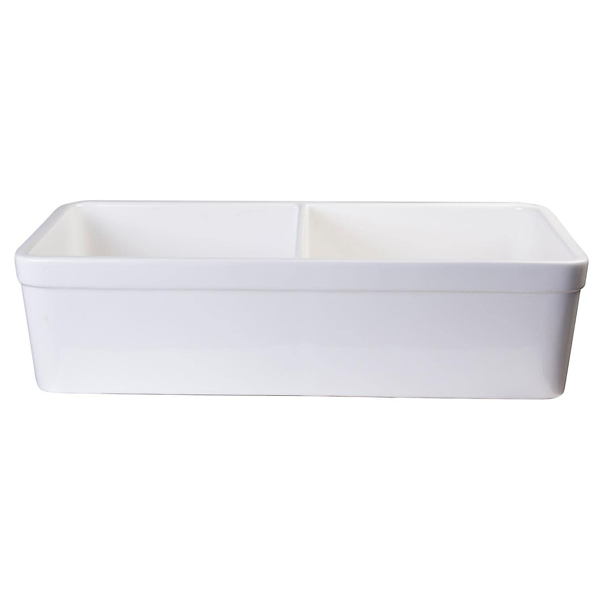 ALFI brand AB512 32-Inch Double Bowl Fireclay Farmhouse Kitchen Sink with 1 3/4-Inch Lip, White
