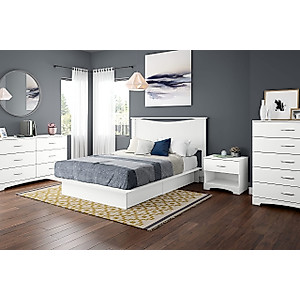 South Shore Step One Full/Queen Platform Bed (54/60'') with drawers, Pure White