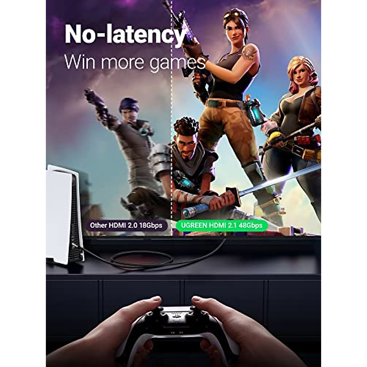 UGREEN 8K HDMI Cable 2.1 6.6FT 48Gbps Ultra High Speed HDMI Cord Braided 8K@60Hz 4K@120Hz, eARC HDR10 HDCP 2.2&2.3 HDMI Cable Compatible with PS5/Xbox Series X/Roku TV/HDTV/Blu-ray