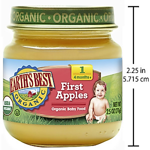 Earth's Best Organic Stage 1 Baby Food, First Apples, 2.5 oz. Jar