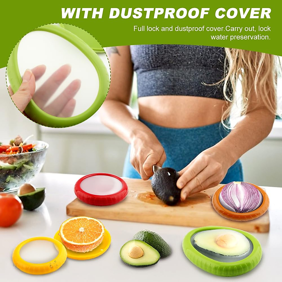 JIANWEI Avocado Storage Container-4pcs Fruit and Vegetable Storage Containers, Reusable Refrigerator Lemon Keeper Onion Storage Containers With Lid Easy To Clean For Apples, Tomato(4)