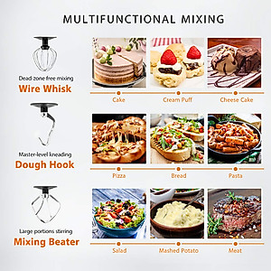 VIVOHOME 3 in 1 Multifunctional Stand Mixer with 6 Quart Stainless Steel Bowl, 650W 6 Speed Tilt-Head Meat Grinder, Juice Blender, Silver