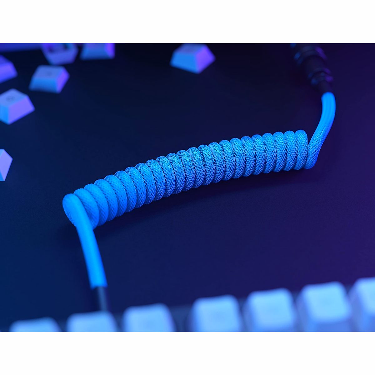 Glorious Coiled Keyboard Cable – Coiled USB C Cable Artisan Braided Cables for Mechanical Gaming Keyboard Coiled Cable - Custom Keyboard Cable (Glorious Gold)