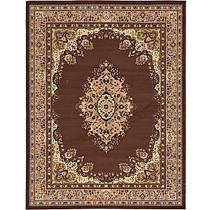 Unique Loom Reza Collection Traditional Persian Style Area Rug, 9 x 12 ft, Brown/Ivory