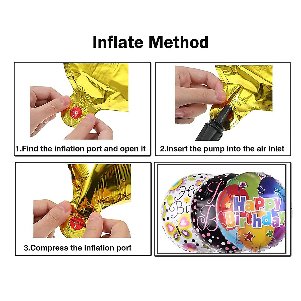 50 Pieces Happy Birthday Party Aluminum Foil Balloons 18" Foil Mylar Helium Balloon Round Inflatable Balloons for Birthday Parties Baby Shower Decorations Supplies